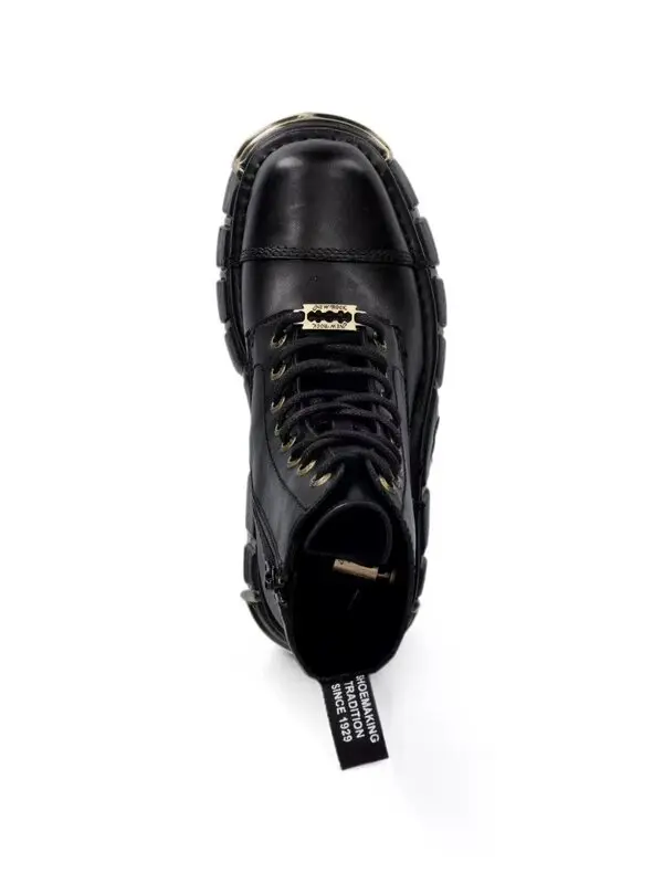 NEW ROCK Metallic Logo-plaque Platform Boots