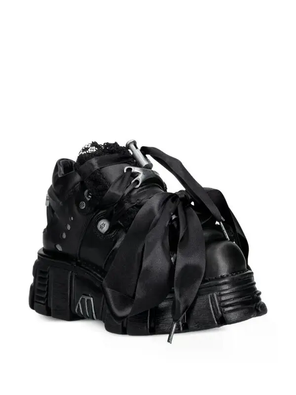 NEW ROCK Metallic Lace-trim Platform Boots