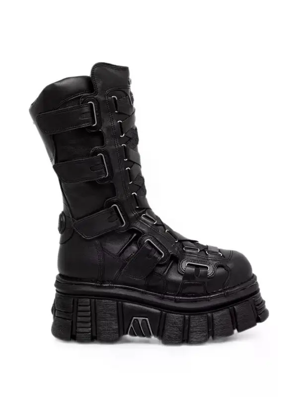 NEW ROCK Buckle-strap Platform Boots
