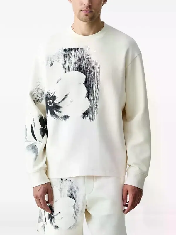 Armani Exchange Floral-print Long-sleeved Sweatshirt