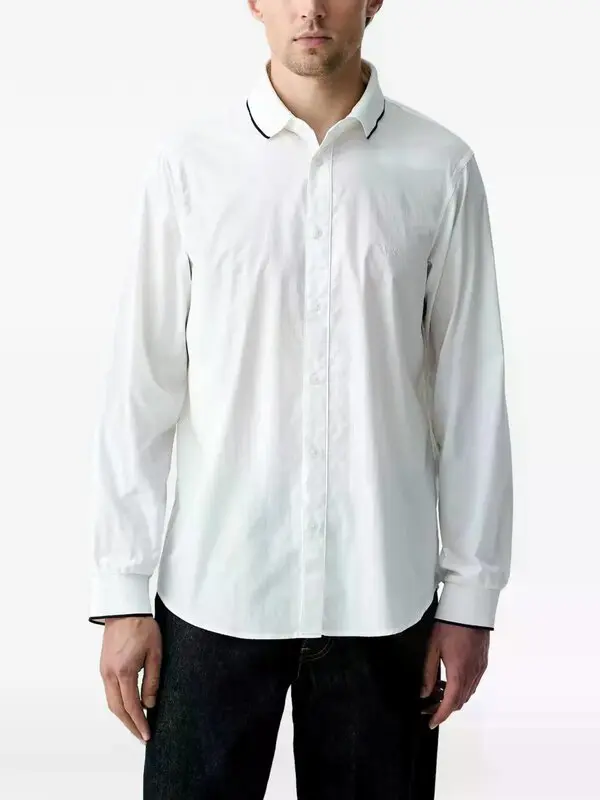 Armani Exchange Logo-embroidered Contrast-trim Shirt