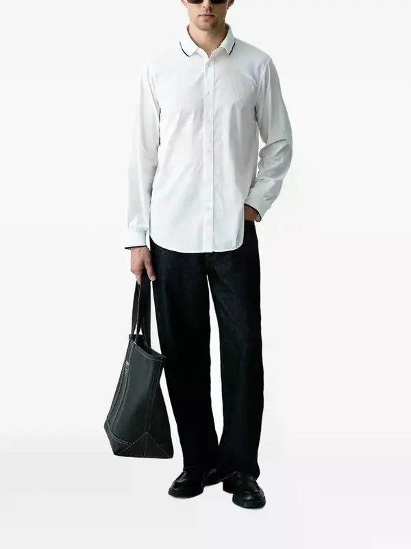 Armani Exchange Logo-embroidered Contrast-trim Shirt