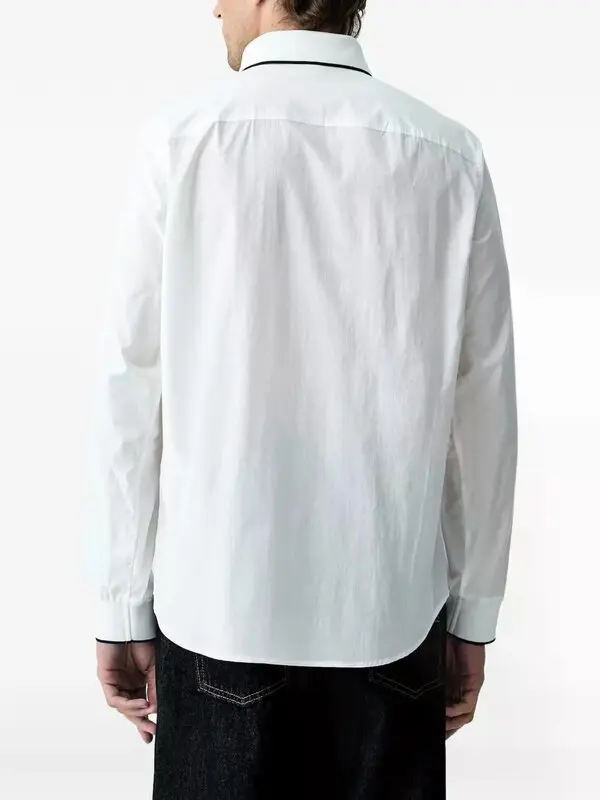 Armani Exchange Logo-embroidered Contrast-trim Shirt