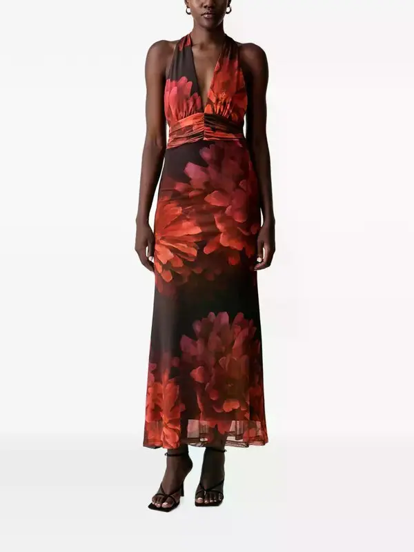 Bardot Elera Floral-print Halterneck Maxi Dress - Red