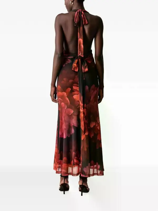 Bardot Elera Floral-print Halterneck Maxi Dress - Red