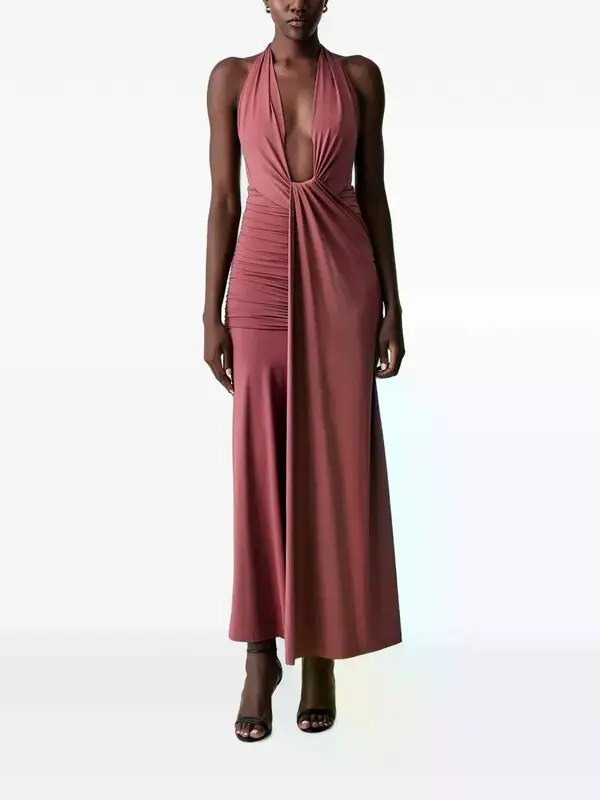 Bardot Ines Ruched Halterneck Maxi Dress - Pink