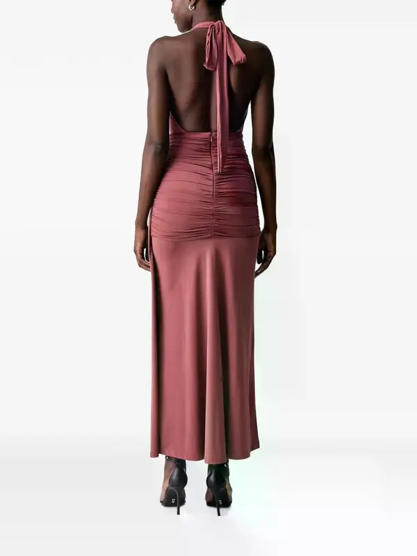 Bardot Ines Ruched Halterneck Maxi Dress - Pink