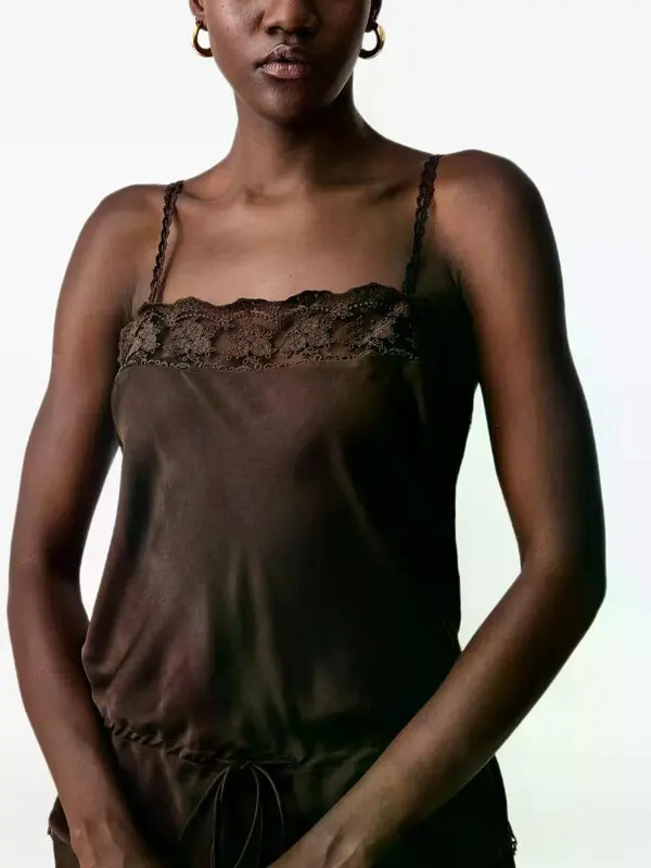 Bardot Bonita Lace-trim Drawstring Top