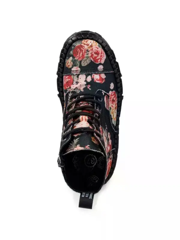 NEW ROCK Floral-print Platform Ankle Boots