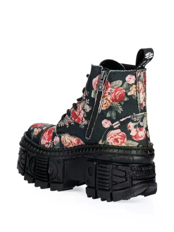 NEW ROCK Floral-print Platform Ankle Boots