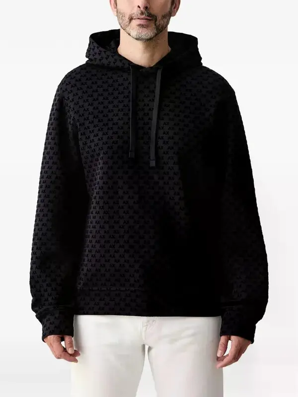 Armani Exchange Monogram-pattern Drawstring Hoodie