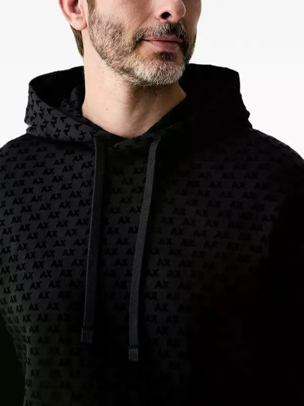 Armani Exchange Monogram-pattern Drawstring Hoodie
