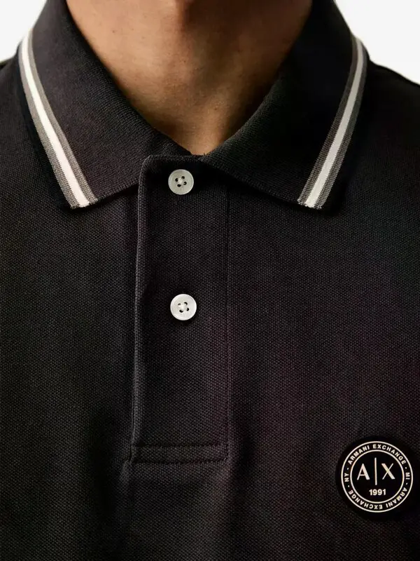 Armani Exchange Logo-patch Tipped Polo Shirt