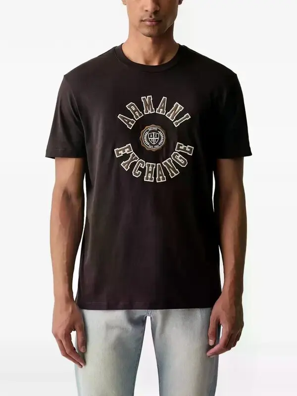Armani Exchange Logo-patch T-shirt - Brown