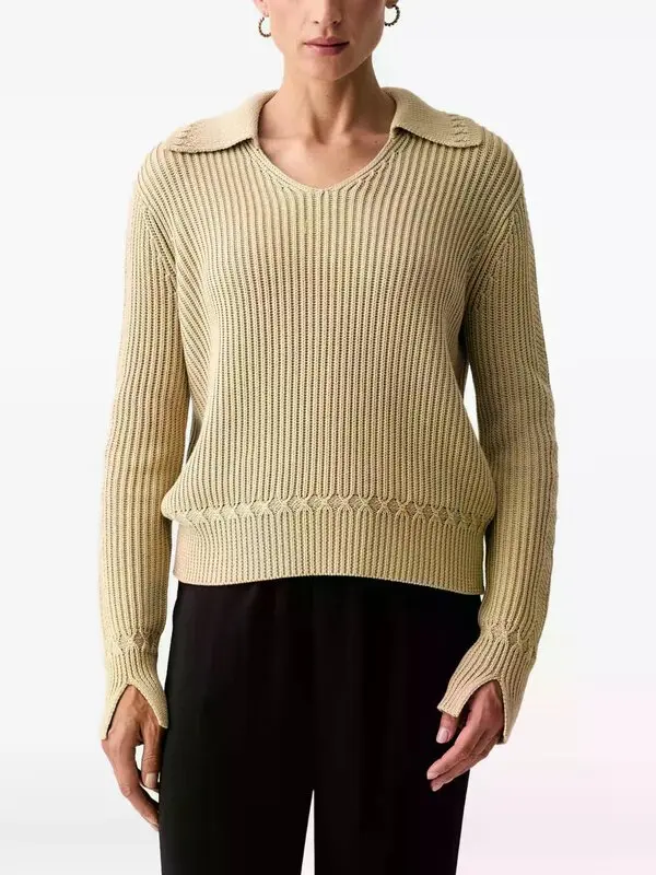 Armani Exchange Ribbed-knit Spread-collar Sweater