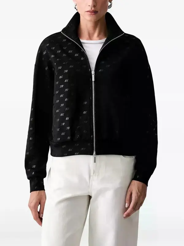 Armani Exchange Logo-pattern Zip-up Sweatshirt - Black