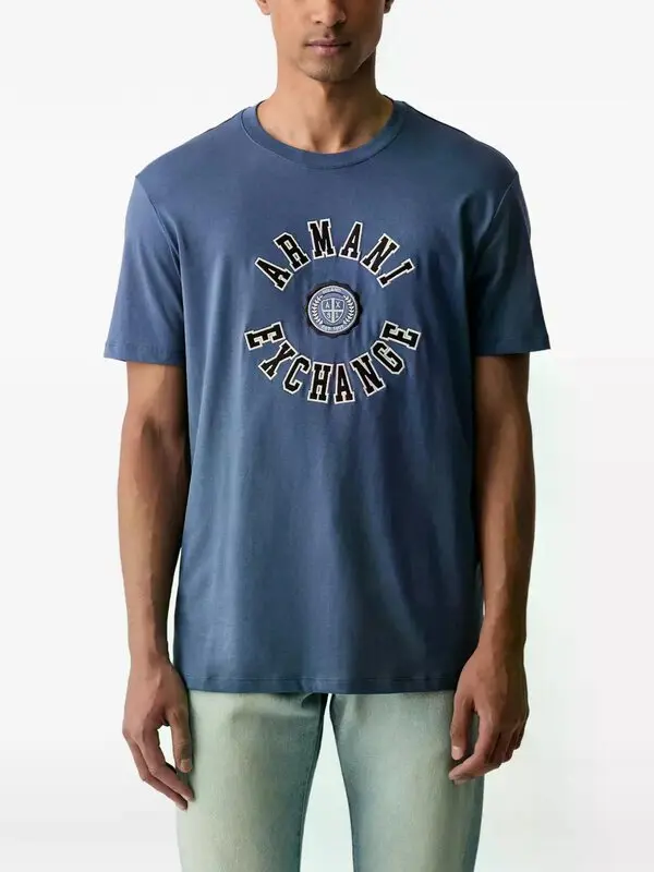 Armani Exchange Logo-patch Cotton T-shirt - Blue