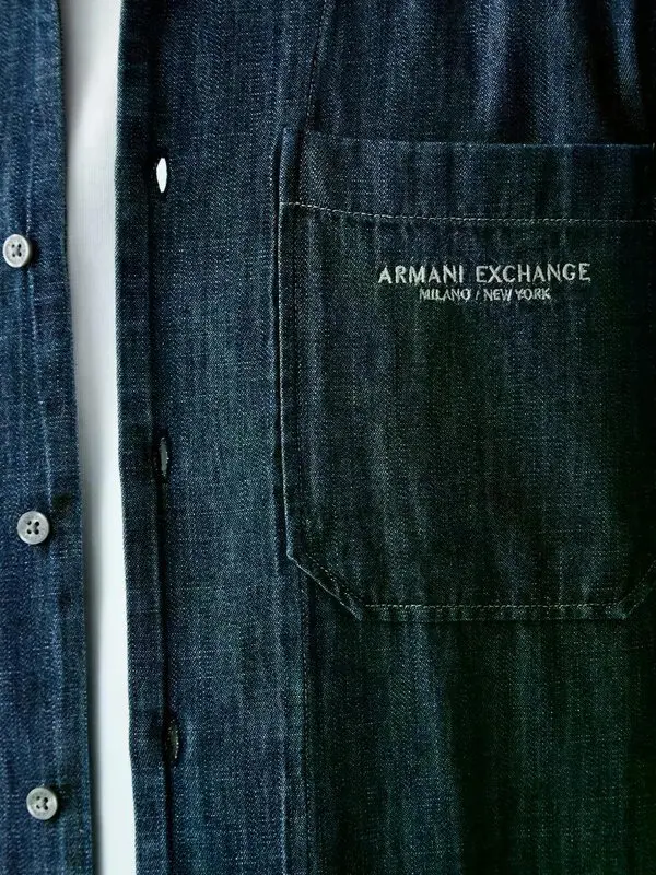 Armani Exchange Logo-embroidered Chest-pocket Shirt