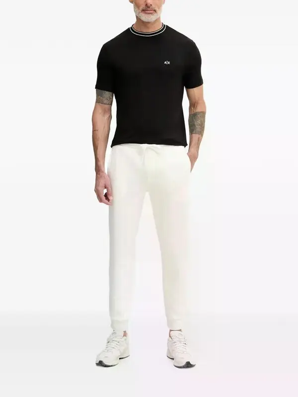 Armani Exchange Tipped-trim Logo-embroidered T-shirt - Black