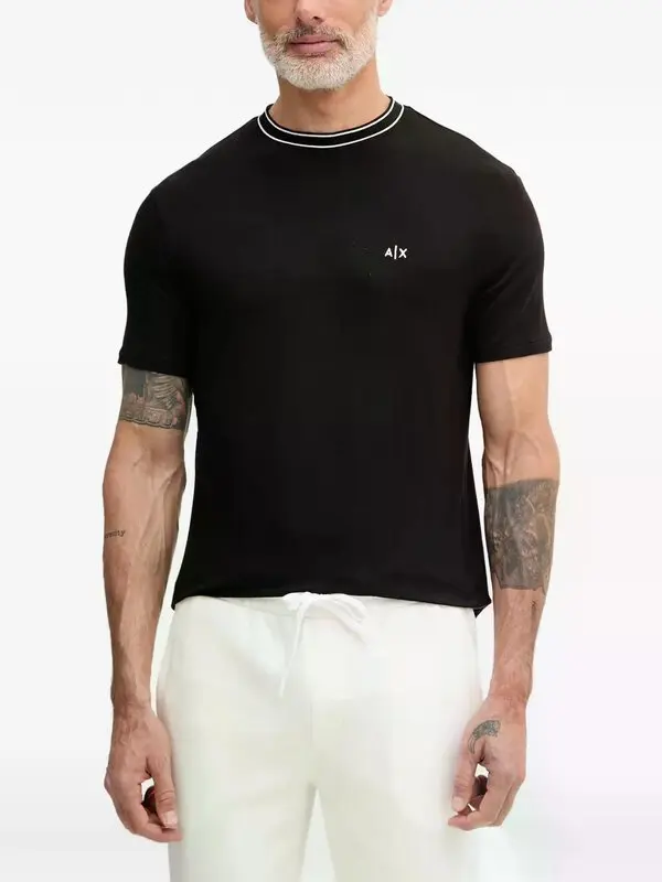 Armani Exchange Tipped-trim Logo-embroidered T-shirt
