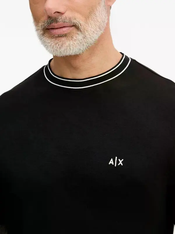 Armani Exchange Tipped-trim Logo-embroidered T-shirt