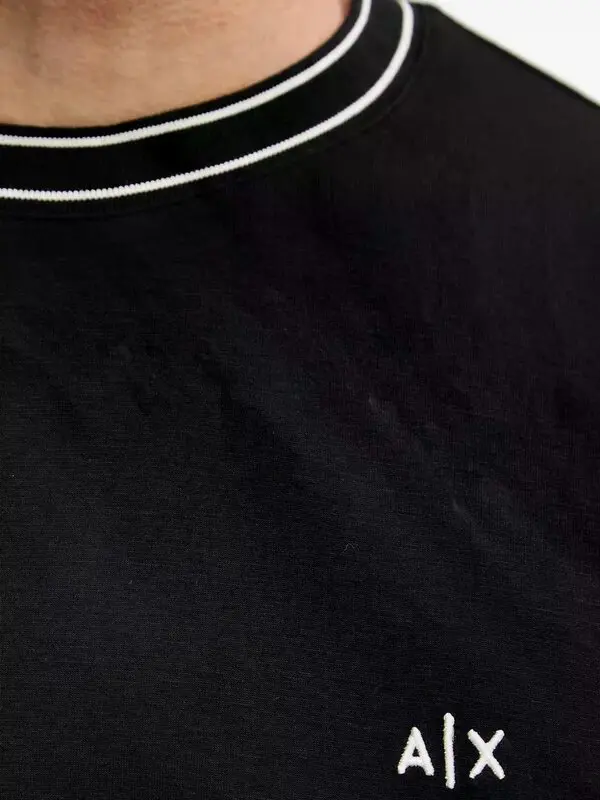 Armani Exchange Tipped-trim Logo-embroidered T-shirt