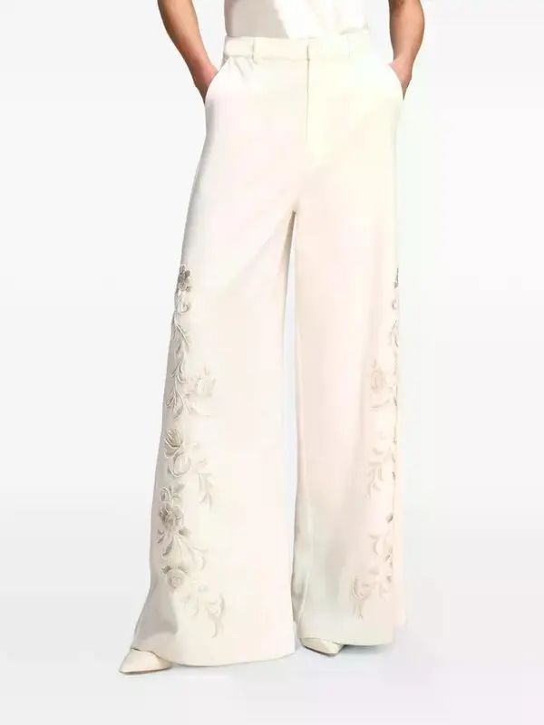 Cinq À Sept Roxane Embroidered Palazzo Pants