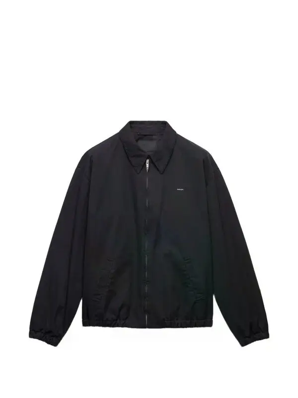 Prada Cotton Zip-up Jacket With Embroidered Logo