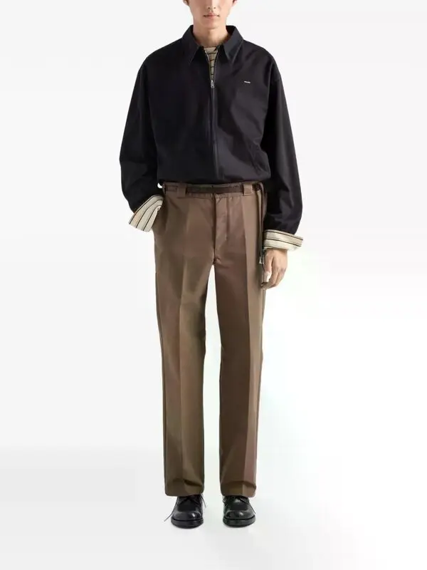 Prada Cotton Zip-up Jacket With Embroidered Logo