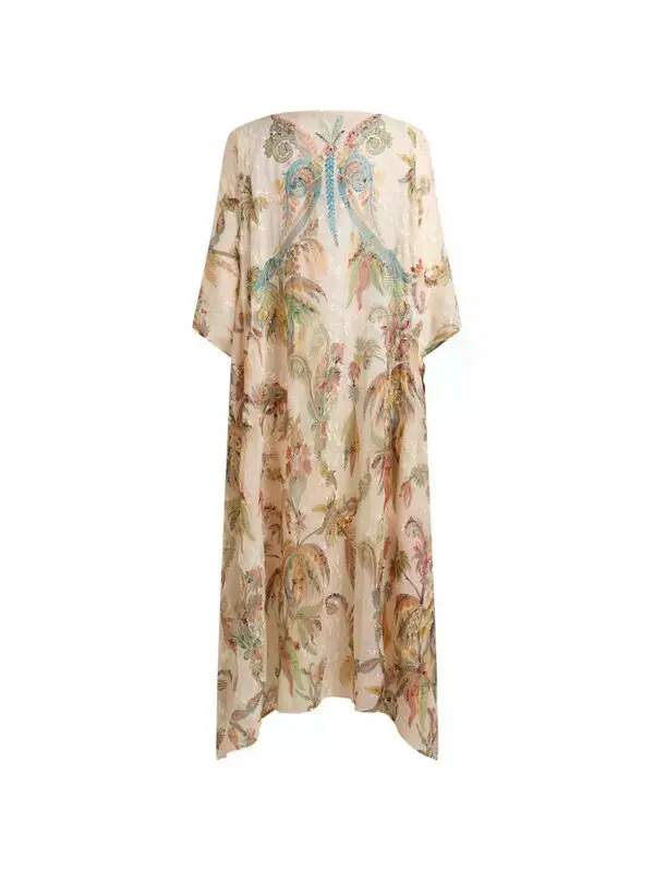 Etro Crepon Kaftan With Embroidery And Paisley Foliage Motif