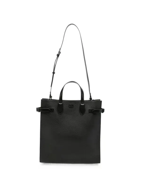 Valentino Garavani Antibes Medium Tote Bag In Grained Leather - Black
