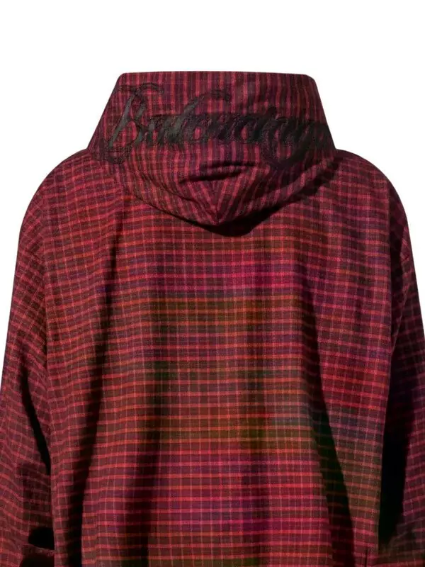 Balenciaga Check-pattern Oversized Hooded Shirt