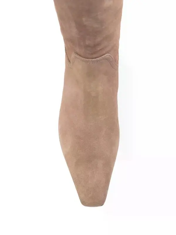 Paris Texas Bettina Pointed-toe Suede Boots - Neutrals