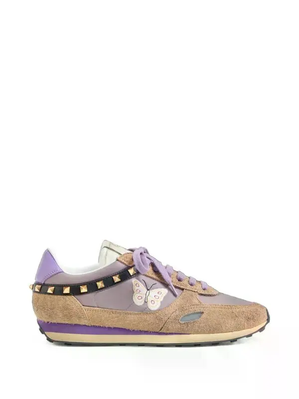 Valentino Garavani Stud Up Sneakers With Butterfly Embroidery - Purple