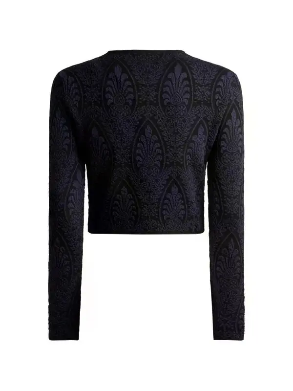 Etro Cropped Jacquard Cardigan With Medallion Motif