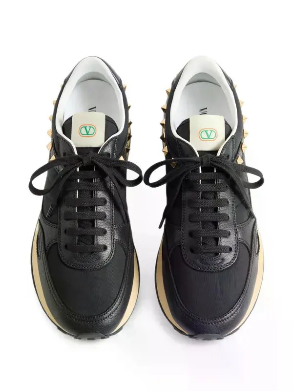 Valentino Garavani Studded Leather & Nylon Sneakers - Black