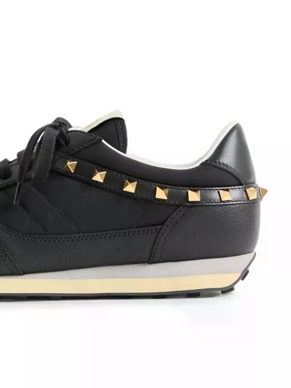 Valentino Garavani Studded Leather & Nylon Sneakers - Black