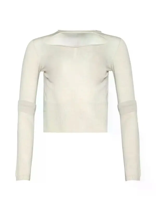 Rick Owens Cutout Cropped Knitted Sweater - Neutrals