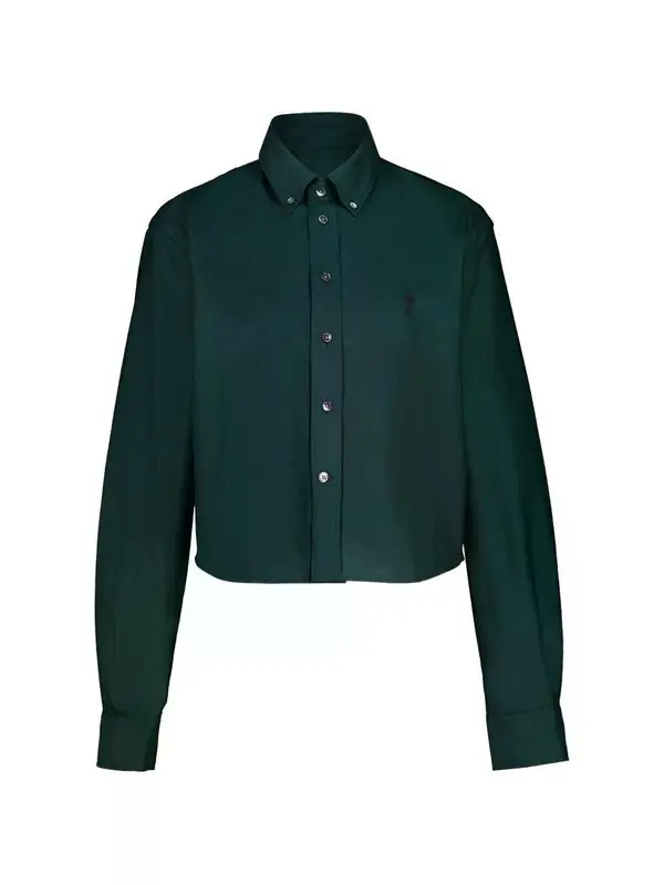 AMI Paris Shirt Cropped Classic Fit Embroidered Cotton