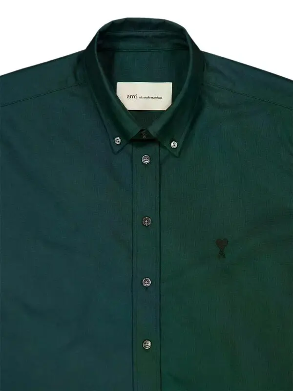AMI Paris Shirt Cropped Classic Fit Embroidered Cotton