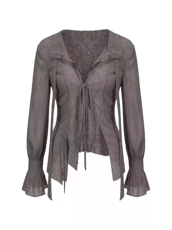 ELYWOOD Open-knit Tie-fastening Cardigan