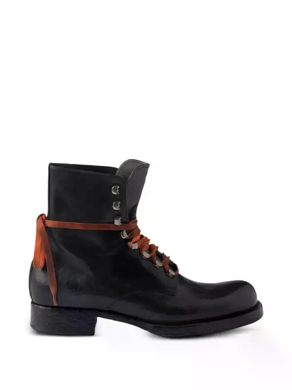 Prada Leather Laced Biker Boots