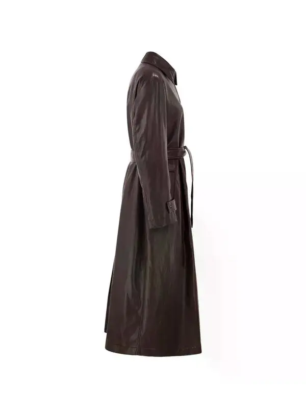 Herno Belted Leather-effect Trench Coat - Brown