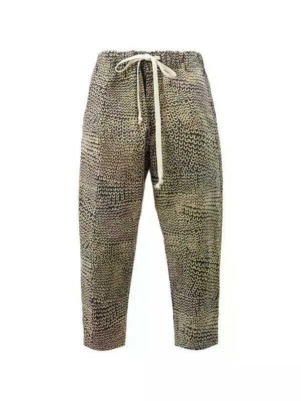 UMA WANG Printed Drawstring Cropped Trousers - Neutrals