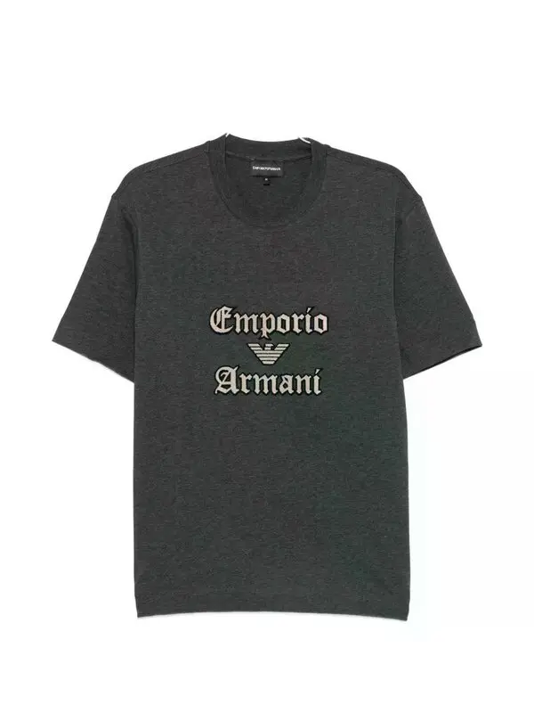 Emporio Armani Logo-embroidered T-shirt - Grey