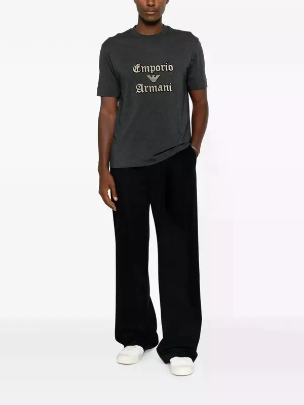 Emporio Armani Logo-embroidered T-shirt - Grey