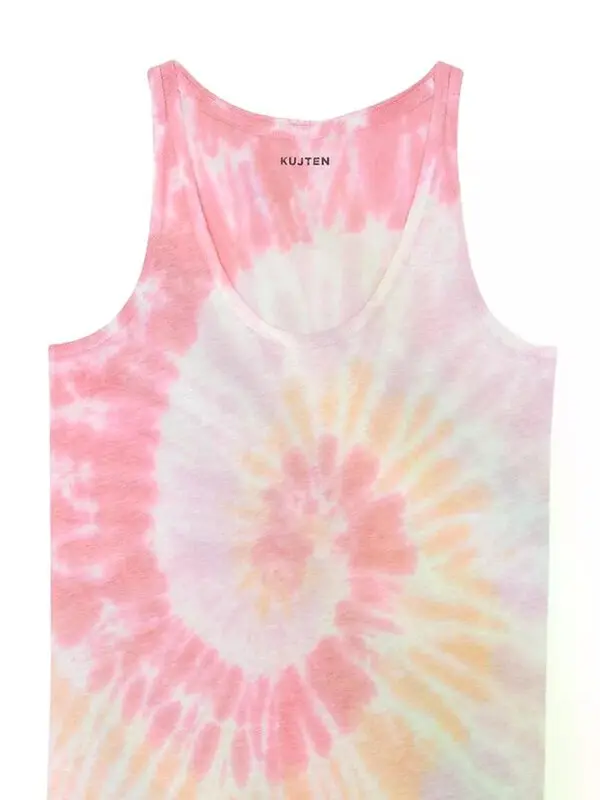 KUJTEN Soft Sunny Tie-dye Scoop-neck Tank Top - Pink