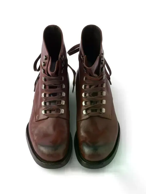 Prada Leather Laced Biker Boots