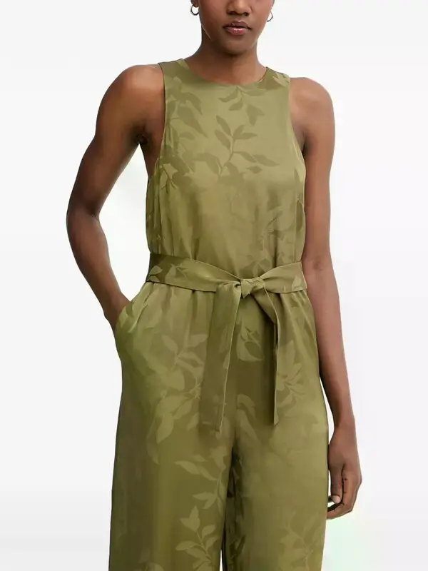 Armani Exchange Leaf-jacquard Belted Jumpsuit