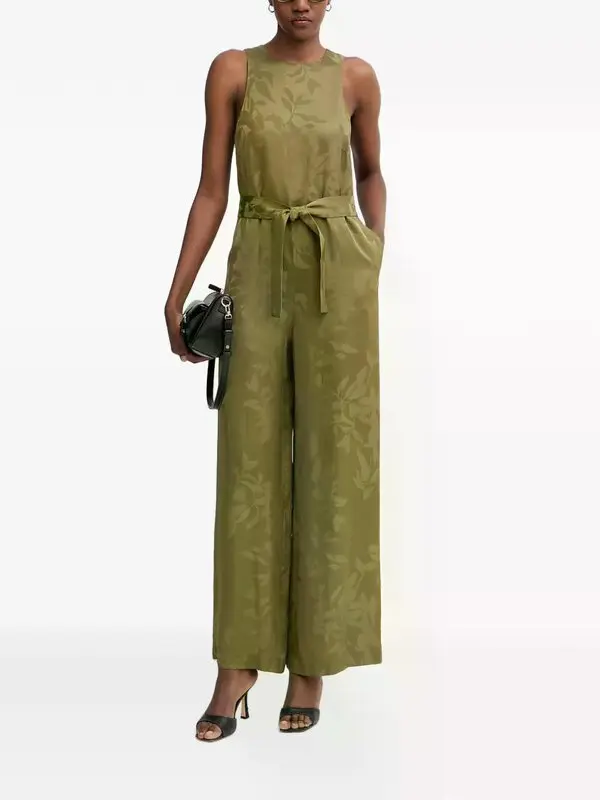 Armani Exchange Leaf-jacquard Belted Jumpsuit